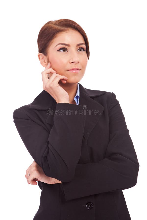 Contemplative Business Woman With Pen Stock Image - Image of camera ...