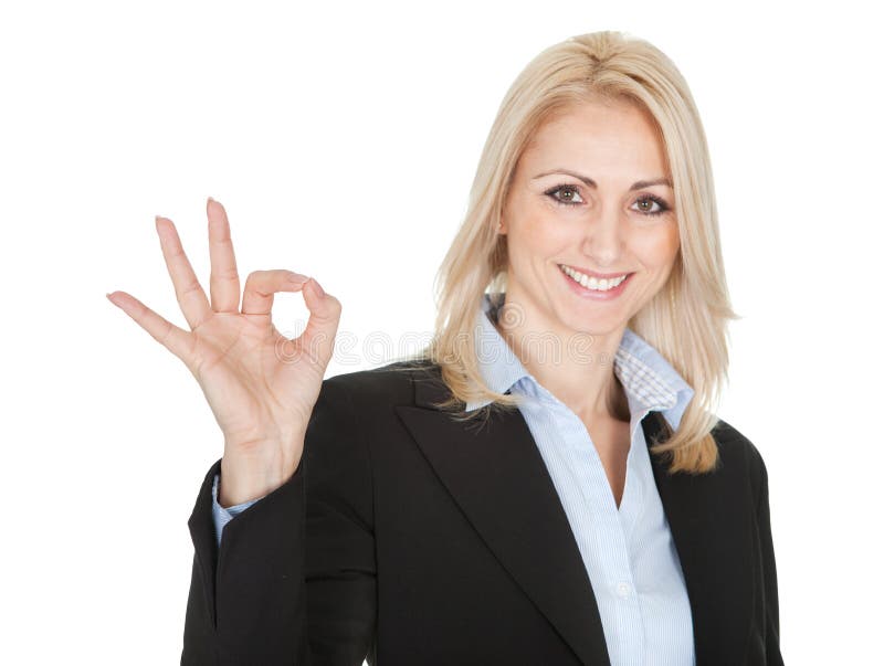 Beautiful Business Woman Making a Victory Gesture Stock Photo - Image ...