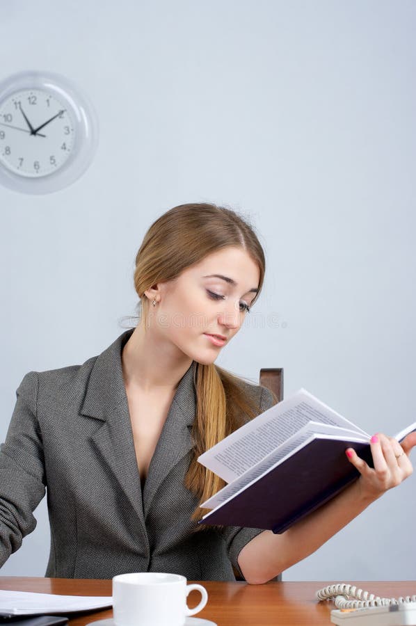 Beautiful Business Woman Reading Stock Photo - Image of career, female ...
