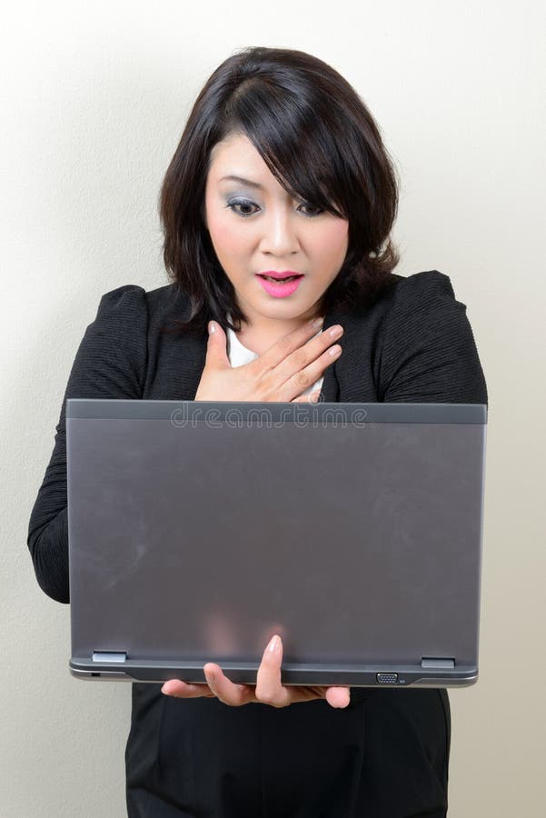 Beautiful Business Woman Scared Stock Image - Image of laptop, scared ...