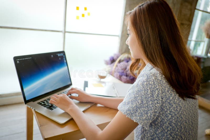 The Beautiful Business Woman Using a Laptop Computer Stock Image ...