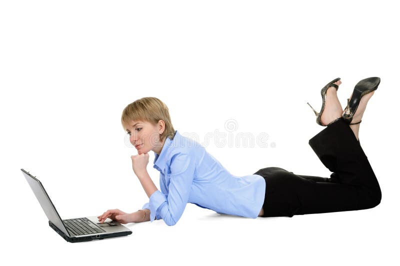 Beautiful Businesswoman with Laptop Stock Photo - Image of relaxed ...