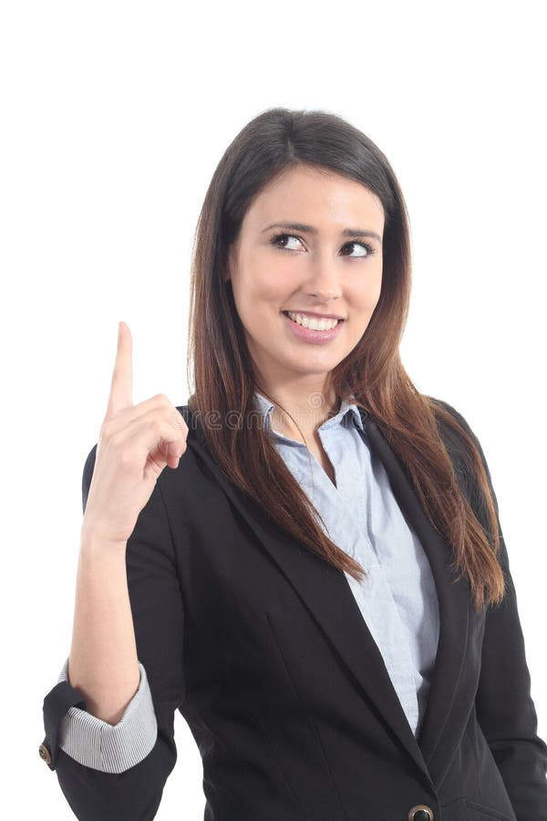 Beautiful Businesswoman Pointing and Watching Above Stock Photo - Image ...