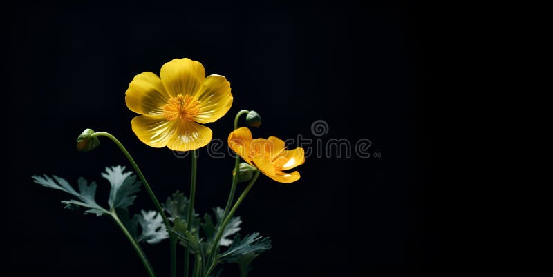 Beautiful Buttercup Flower Macro Blank Space, Ai Generative Stock ...