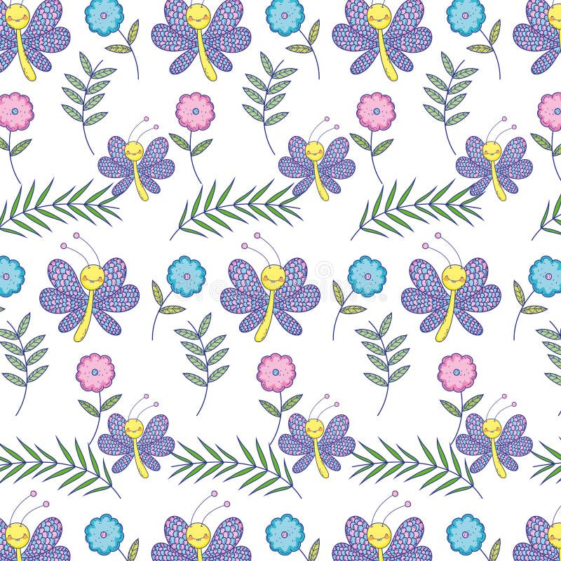 Beautiful Butterflies Flying Pattern Stock Vector - Illustration of ...