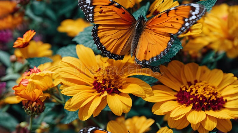 Beautiful Butterfly Alighting on Flower: a Captivating Scene. Stock ...
