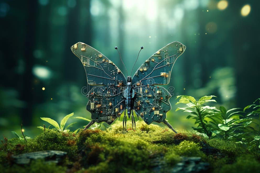 A Beautiful Butterfly Electronics Technology in the Forest. Insect ...