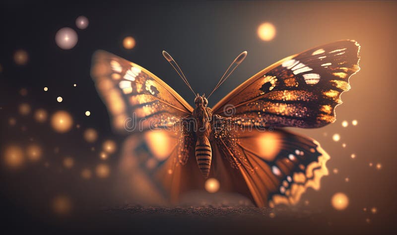 A Beautiful Butterfly Flying through the Air with Bubbles in the Air ...