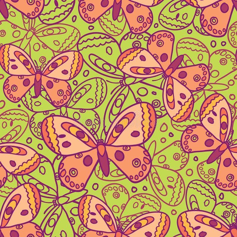Beautiful Butterfly Green Seamless Pattern Stock Vector - Illustration ...