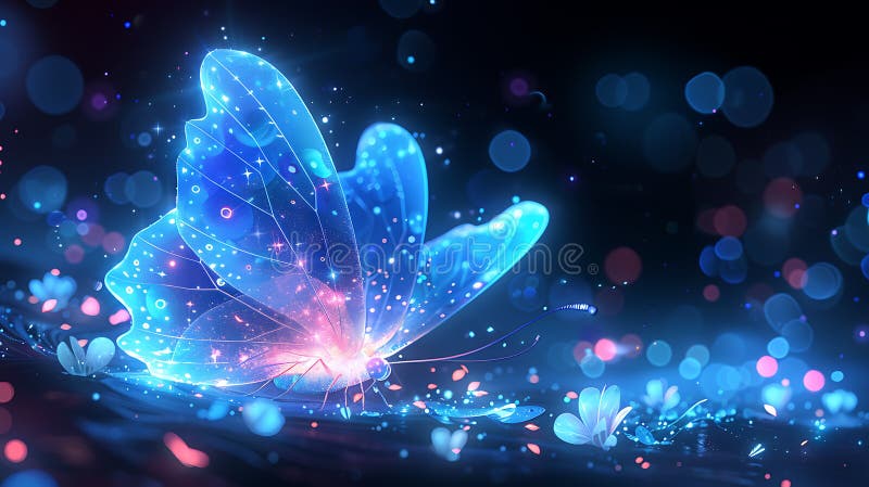 Beautiful Butterfly in Magical Starry Night Stock Image - Image of ...