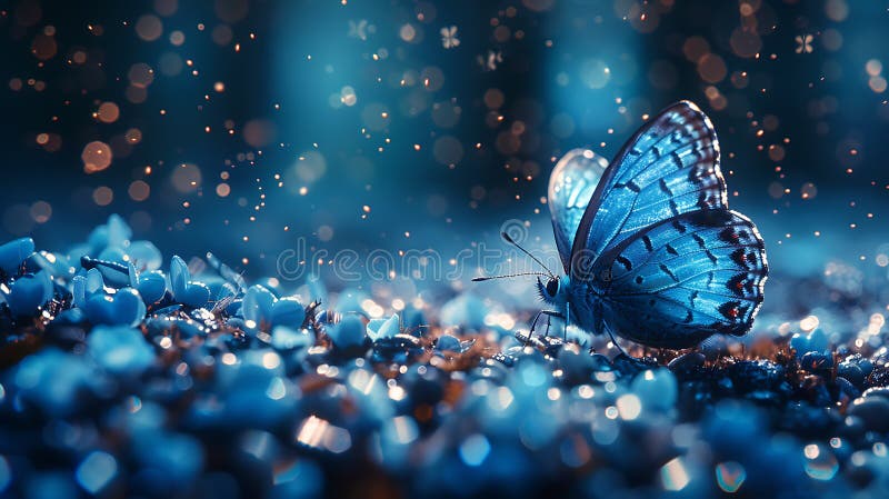Beautiful Butterfly in Magical Starry Night Stock Photo - Image of glow ...