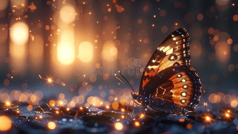 Beautiful Butterfly in Magical Starry Night Stock Image - Image of ...