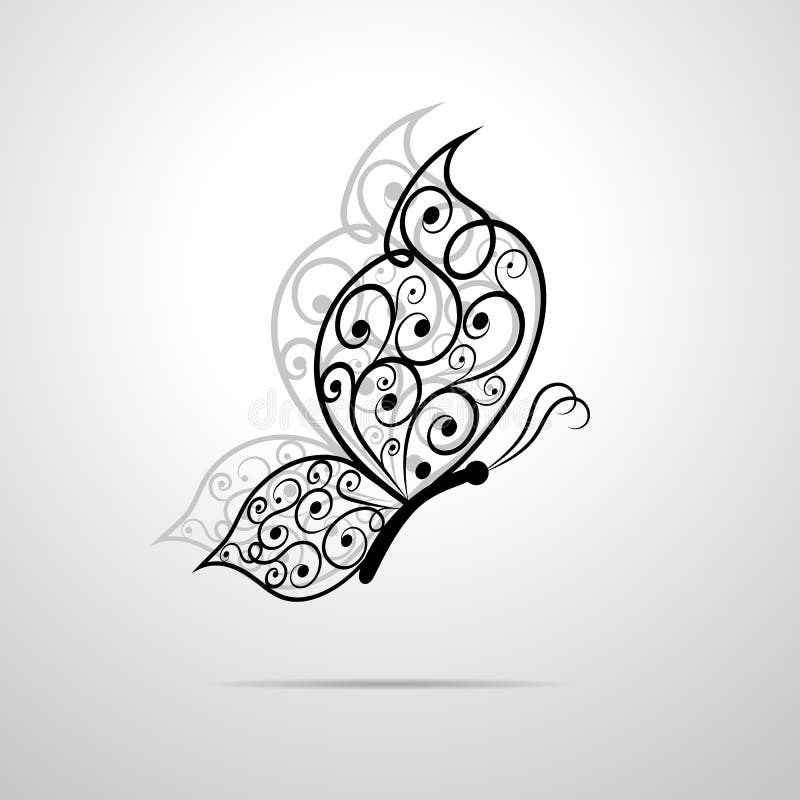 Beautiful Butterfly with Swirl Pattern. Stock Vector - Illustration of ...