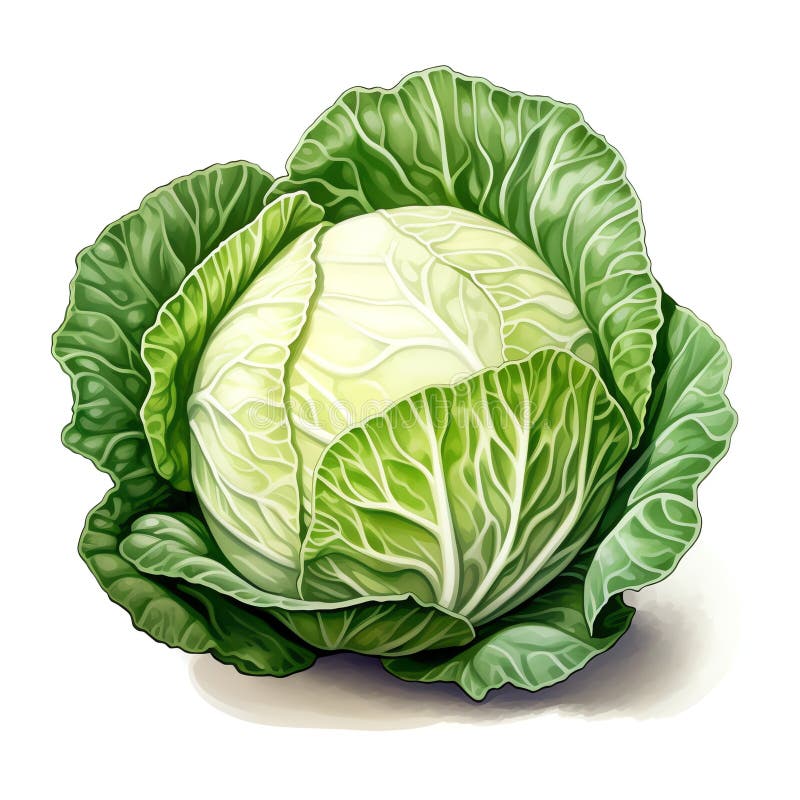 Beautiful Cabbage Watercolor Vegetable Clipart Illustration Stock ...