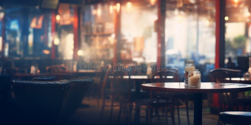 Beautiful Cafe Background with Adorable Lights Stock Illustration ...