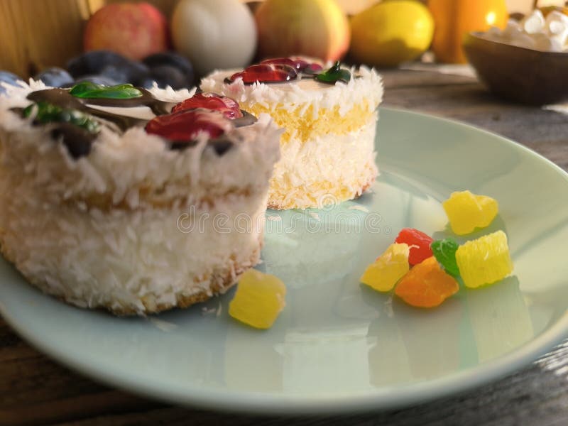 Beautiful Cake with a Cherry Pattern on a Plate Stock Image - Image of ...