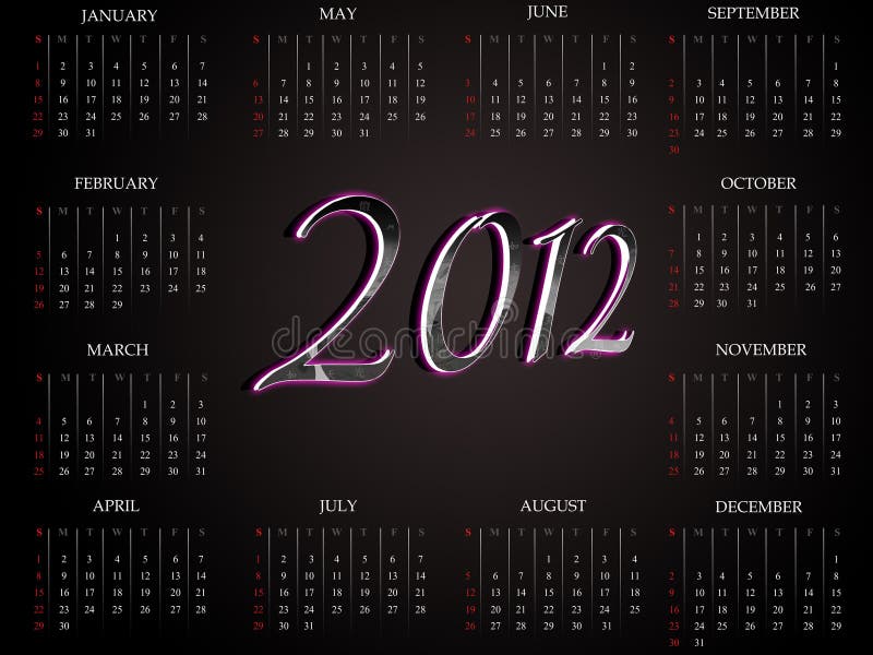 Beautiful Calendar for 2012 Stock Illustration - Illustration of ...