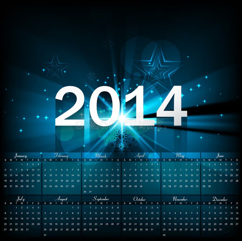 Beautiful Calendar for 2014 Template Stock Vector - Illustration of ...