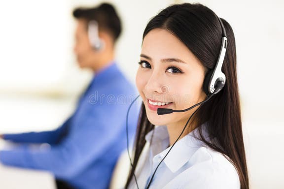Beautiful Call Center Agent Working in Office Stock Image - Image of ...