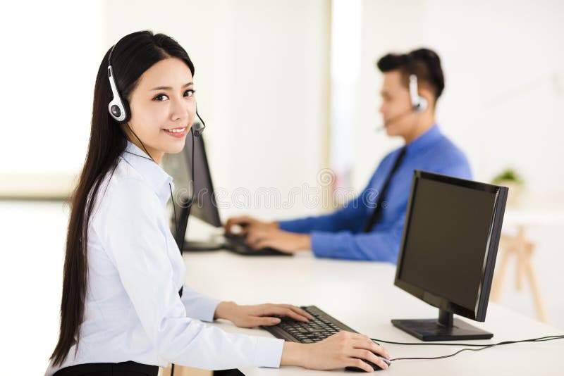 Beautiful Call Center Agent Working in Office Stock Photo - Image of ...