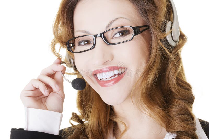 Beautiful Call-center Assistant Smiling Stock Photo - Image of ...