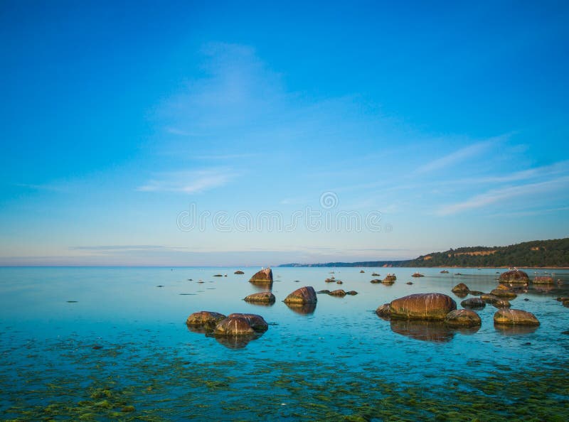 Calm Seascape with Cloudy Sky Stock Image - Image of cloudy, outdoor ...