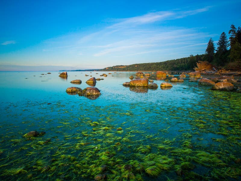 Beautiful calm seascape. stock photo. Image of beach - 76598082
