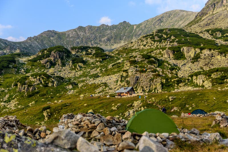 Mountain Camping Site Near Bucura Lake from Retezat Mountains, Romania ...