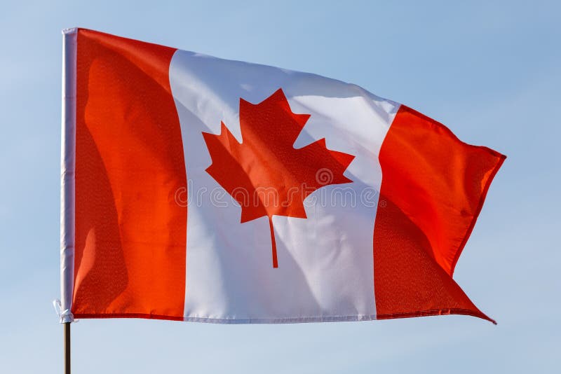 Beautiful Canada Flag and Blue Sky Stock Image - Image of wind, country ...