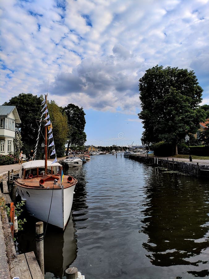 Beautiful Canal of Trosa in Sweden Stock Photo - Image of sweden ...