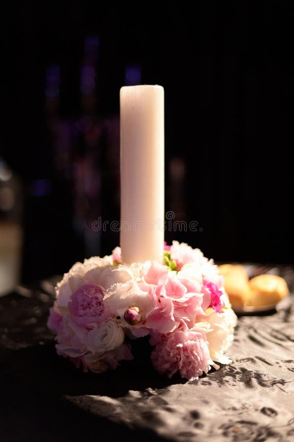 Beautiful Candle with Flower Decoration Stock Image - Image of decor ...