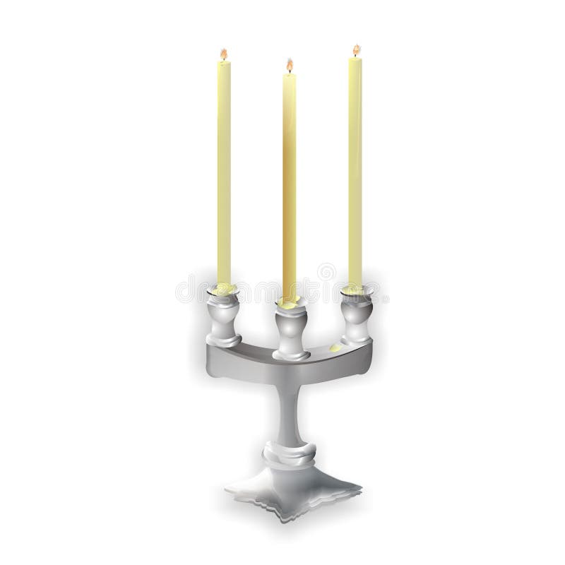 Beautiful Candlestick with Three Candles No Backgr Stock Illustration ...