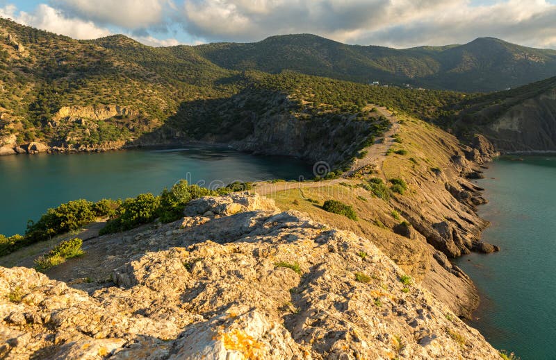 Beautiful Cape Kapchik in the Black Sea. Crimea. Stock Image - Image of ...