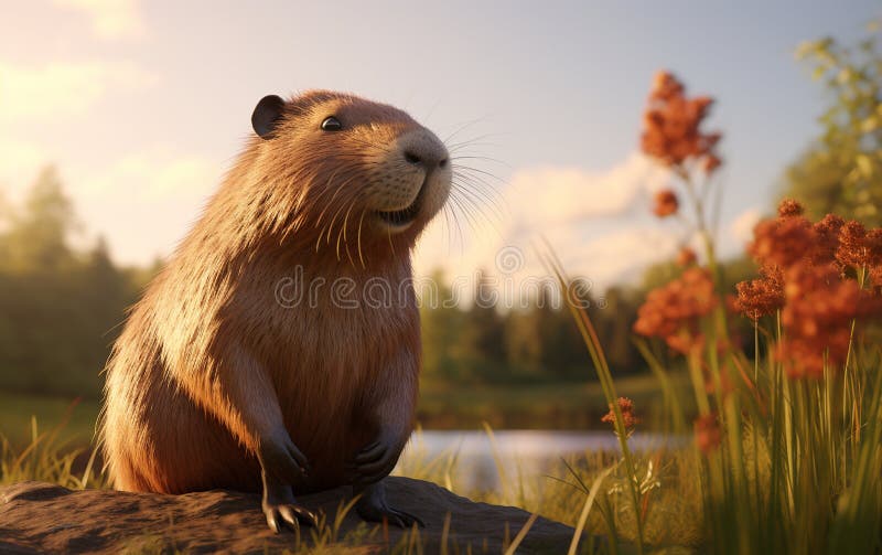 Beautiful Capybara Illustration on White Stock Image - Image of social ...
