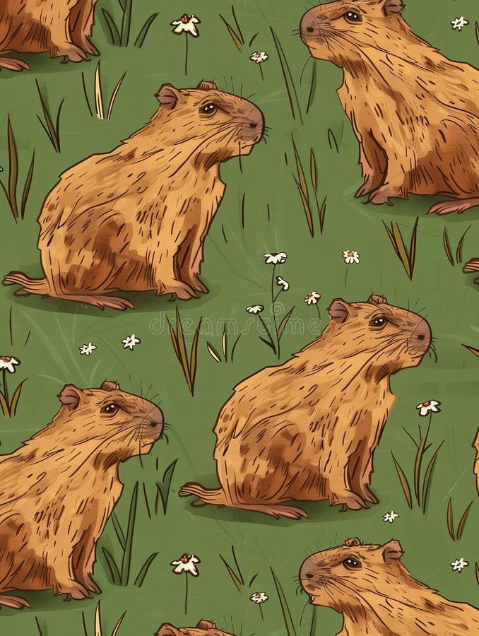 Beautiful Capybaras Pattern Ideal for Backgrounds and Textiles Stock ...