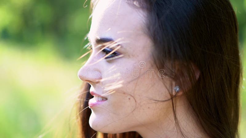Beautiful Carefree Girl With A Stunning Smile Portrait Stock Footage