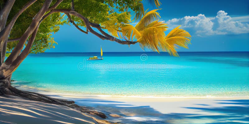 Beautiful Caribbean Islands Stock Illustration - Illustration of ...