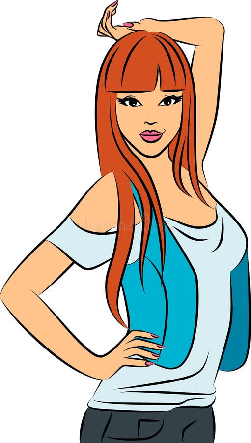 Beautiful cartoon girl. stock vector. Illustration of artwork - 20673444