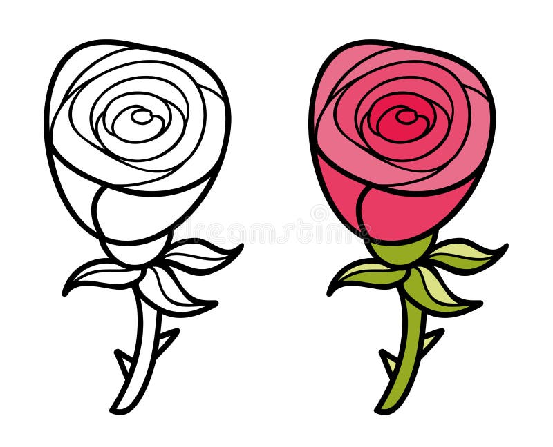 Beautiful cartoon rose. stock vector. Illustration of card - 66462201