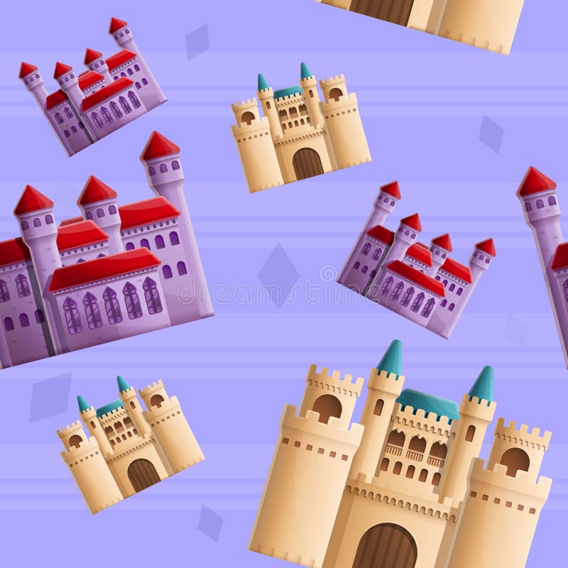 Beautiful Cartoon Seamless Pattern on the Theme of Castles Stock ...