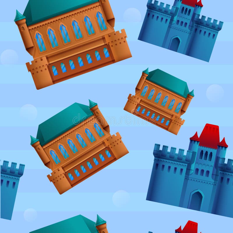 Beautiful Cartoon Seamless Pattern on the Theme of Castles Stock Vector ...