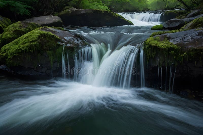 Beautiful Cascade Waterfall in a Forest Stock Photo - Image of fall ...