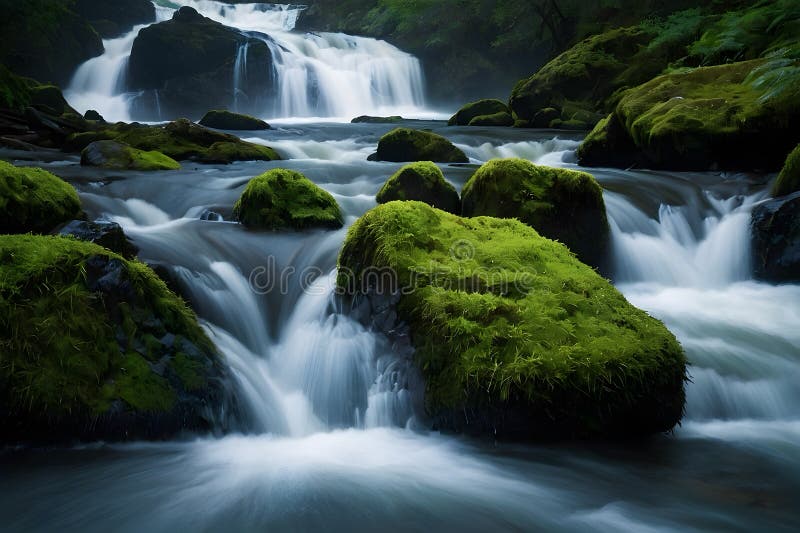 Beautiful Cascade Waterfall in a Forest Stock Image - Image of woods ...