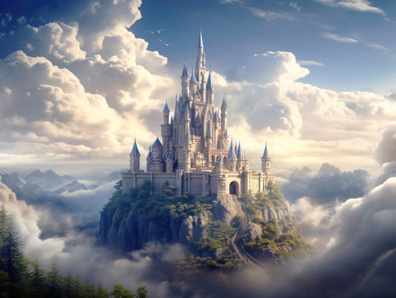 Beautiful Castle among the Clouds in the Sky. White Castle. Stock Photo ...