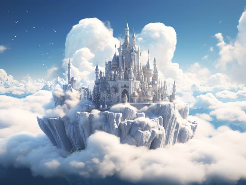 Beautiful Castle among the Clouds in the Sky. White Castle. Stock Photo ...