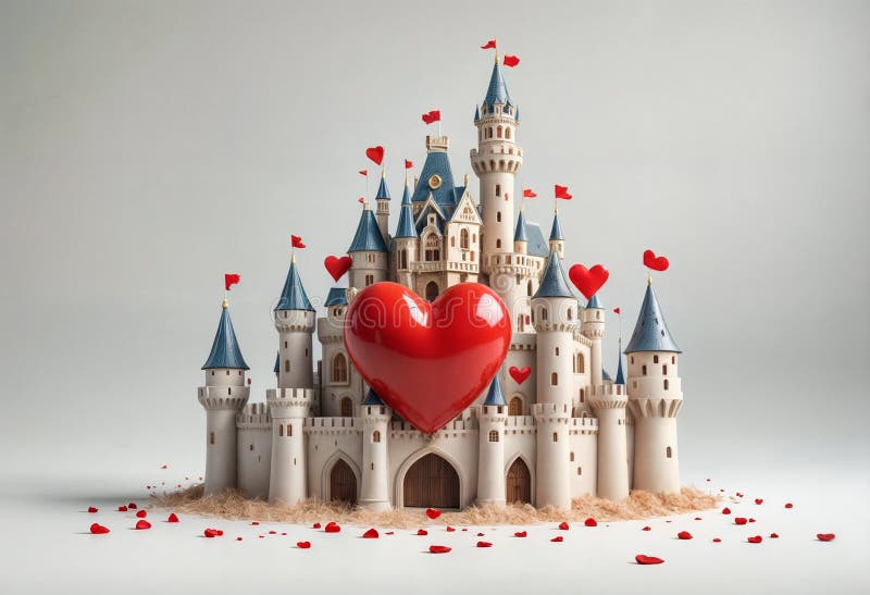 Beautiful Castle with Hearts - Generated by Ai Stock Illustration ...