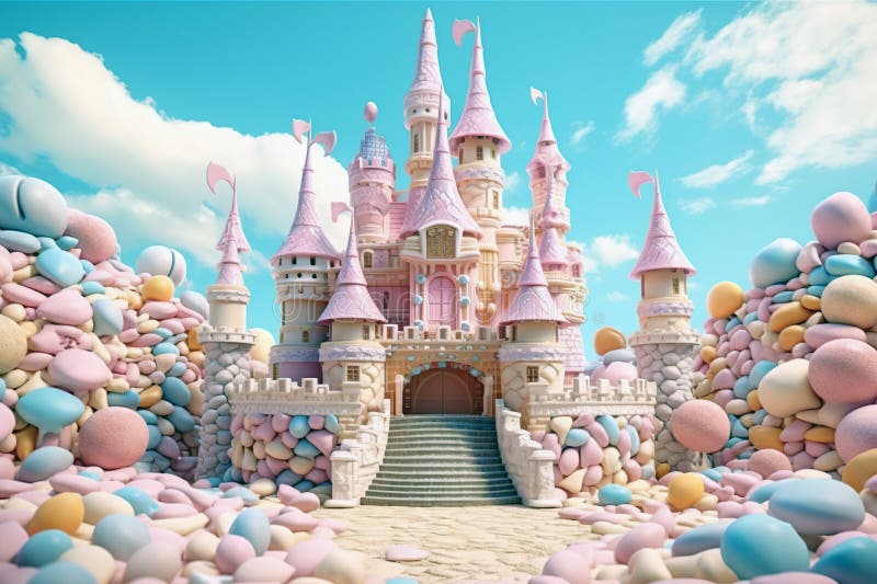 Beautiful Castle Made with Marshmallows, of Different Colors Stock ...