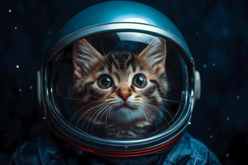 Science Fiction Space Wallpaper with Cat Astronaut Stock Illustration ...