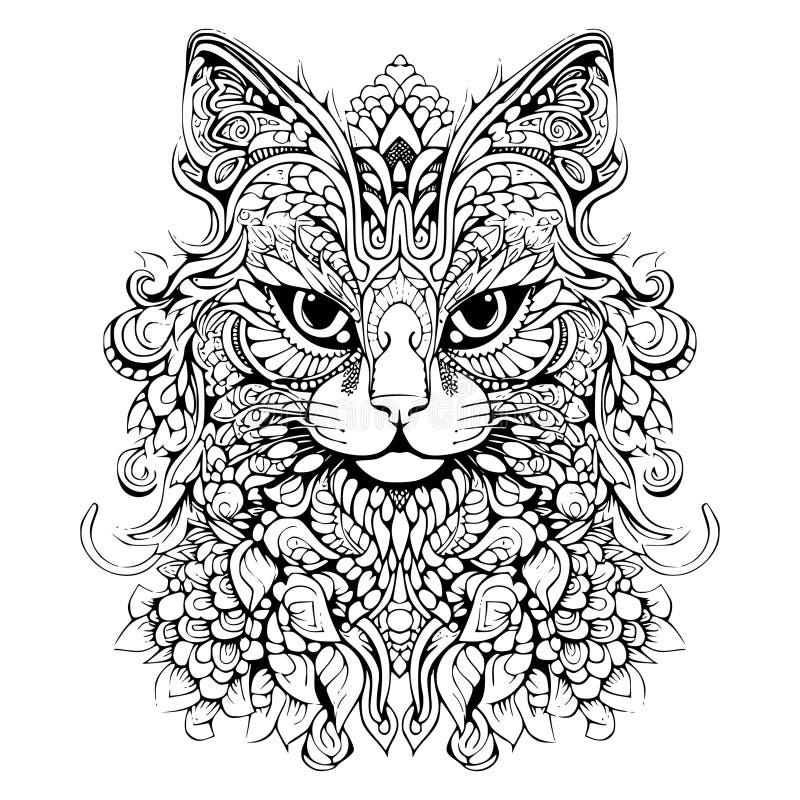 Beautiful Cat Coloring Pages for Kids Stock Vector - Illustration of ...