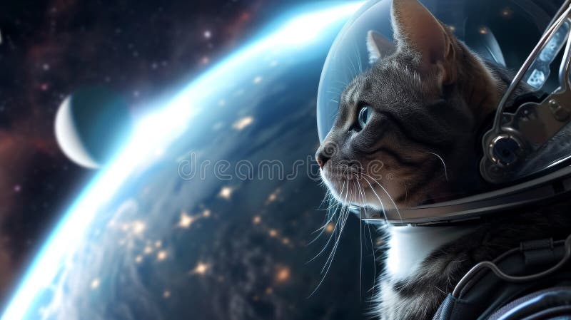 Cat Astronaut in Space Helmet Stock Photo - Image of gravity, tabby ...
